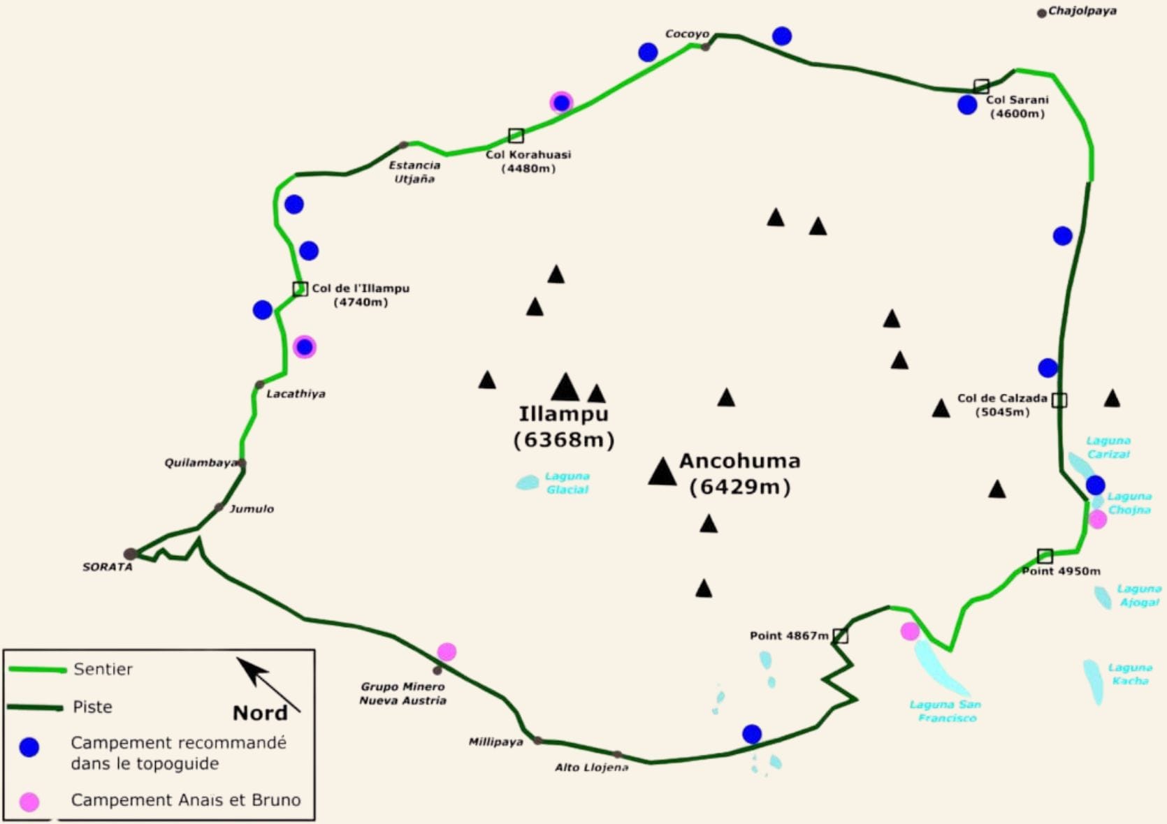 Illampu circuit: map + our tips to one of Bolivia's most scenic treks!